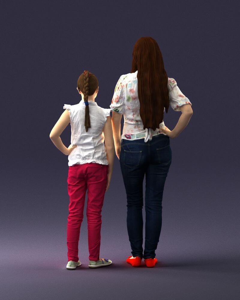 Mom And Daughter 0026 3d Model By 3dfarm
