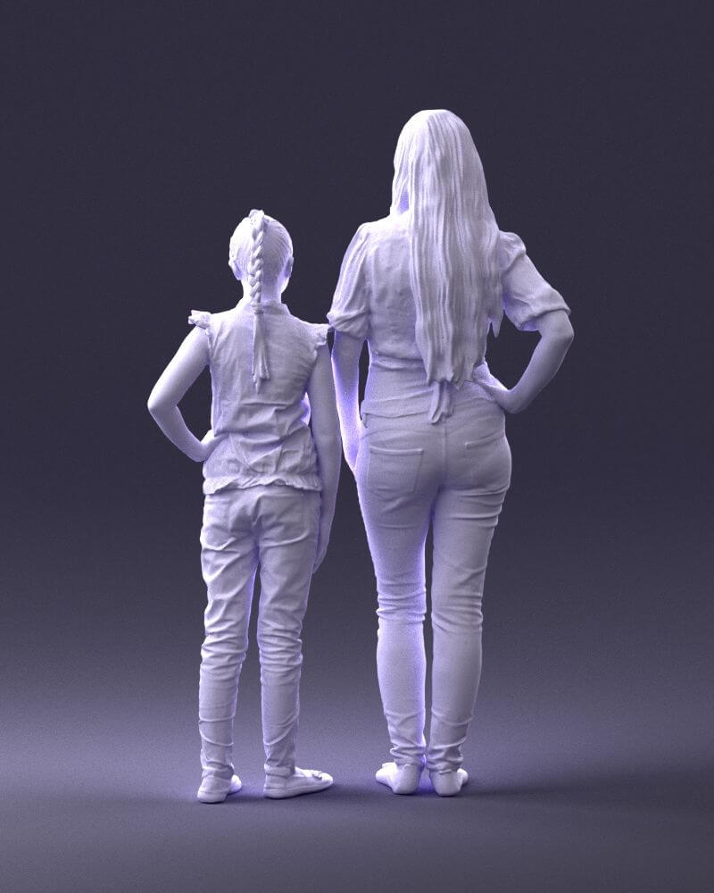 Mom And Daughter 0026 3d Model By 3dfarm