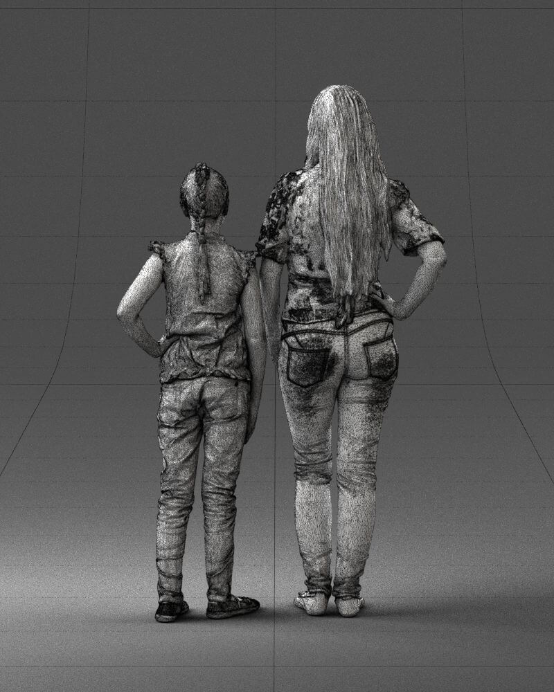 Mom And Daughter 0026 3d Model By 3dfarm