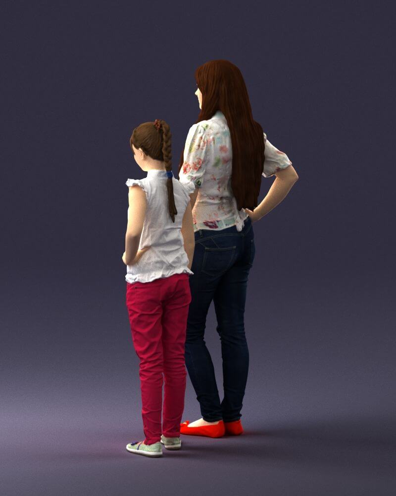 Mom and Daughter (0026) - 3D Model by 3DFarm
