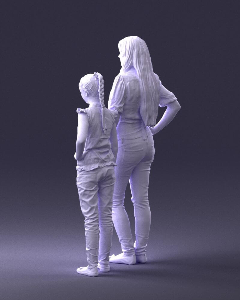 Mom And Daughter 0026 3d Model By 3dfarm
