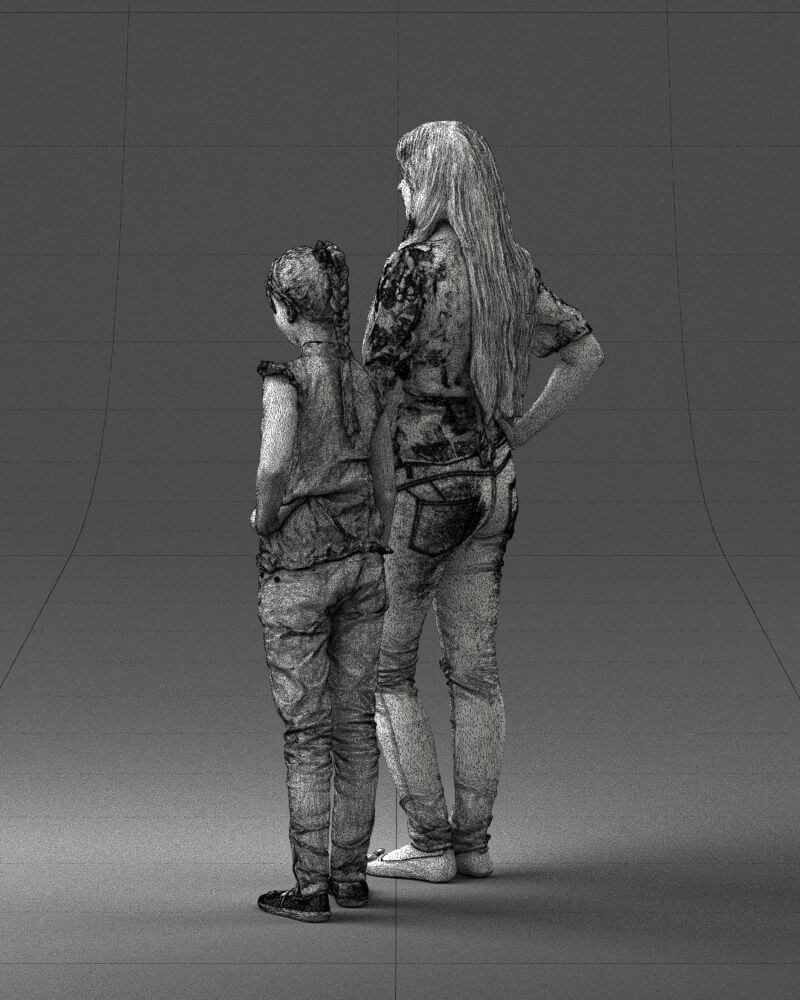 Mom And Daughter 0026 3d Model By 3dfarm