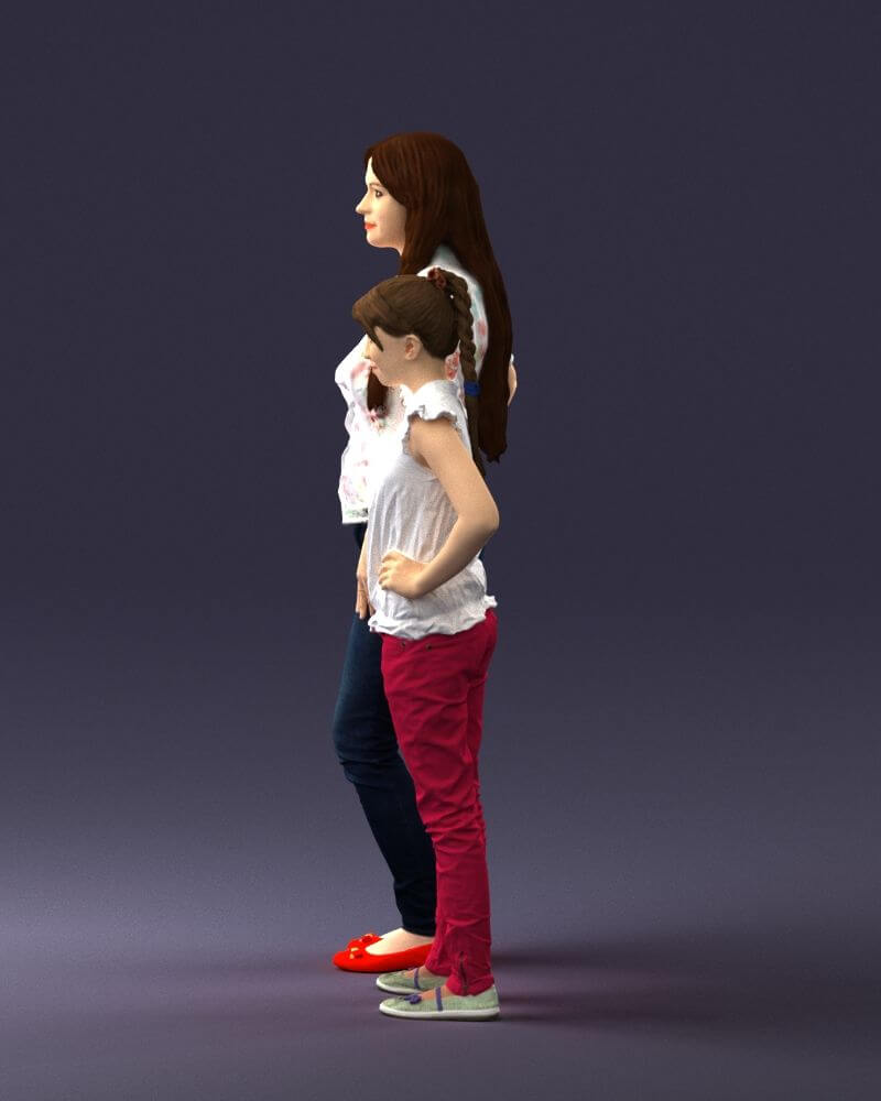 Mom And Daughter 0026 3d Model By 3dfarm