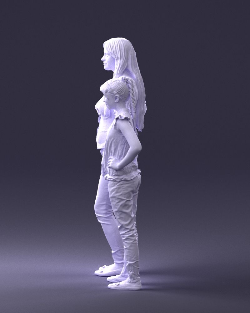 Mom And Daughter 0026 3d Model By 3dfarm