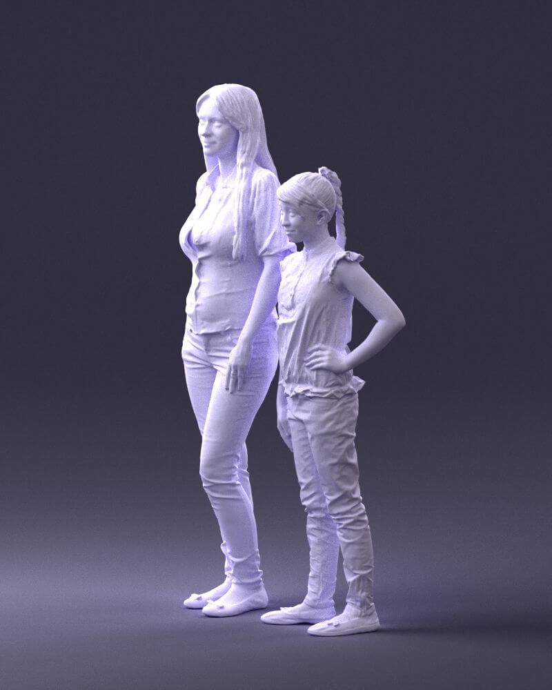 Mom And Daughter 0026 3d Model By 3dfarm