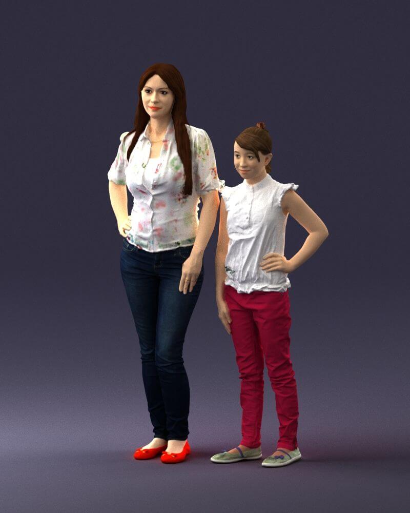 Mom and Daughter (0026) - 3D Model by 3DFarm