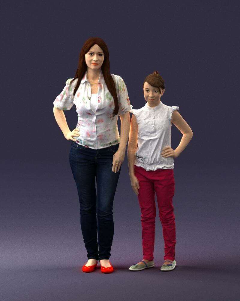 Mom And Daughter 0026 3d Model By 3dfarm