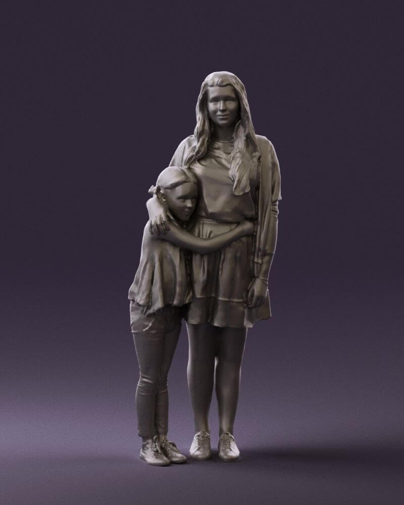Mom with Daughter (0600) - 3D Model by 3DFarm