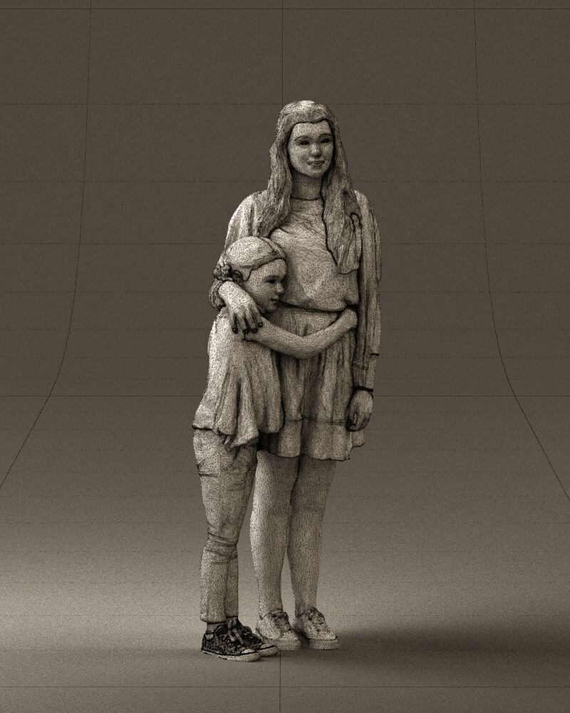Mom With Daughter 0600 3d Model By 3dfarm