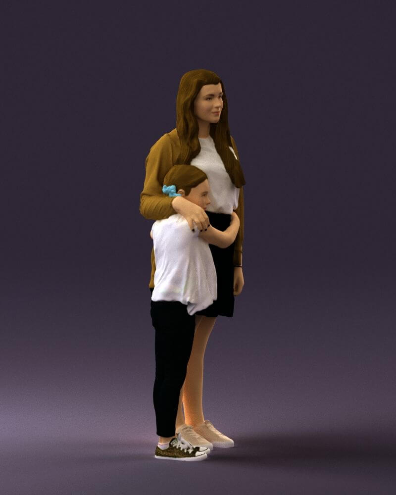 Mom With Daughter 0600 3d Model By 3dfarm