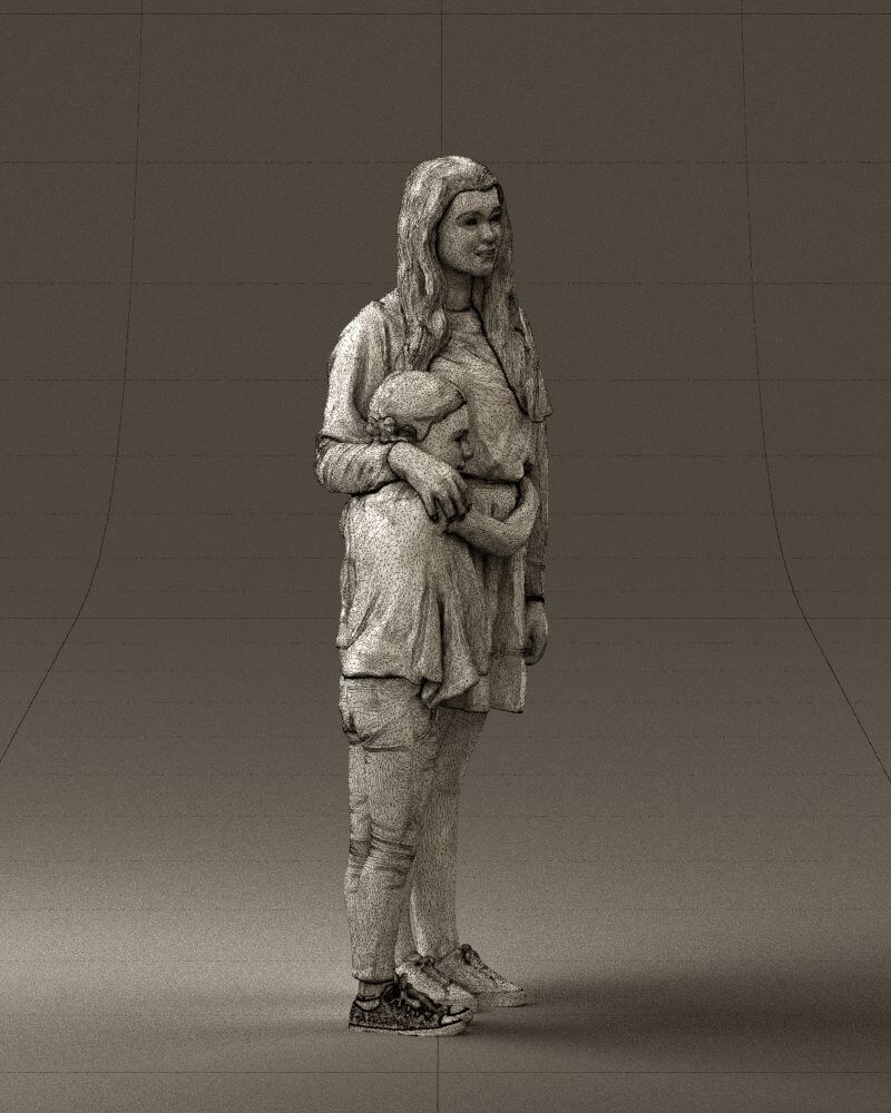 Mom With Daughter 0600 3d Model By 3dfarm