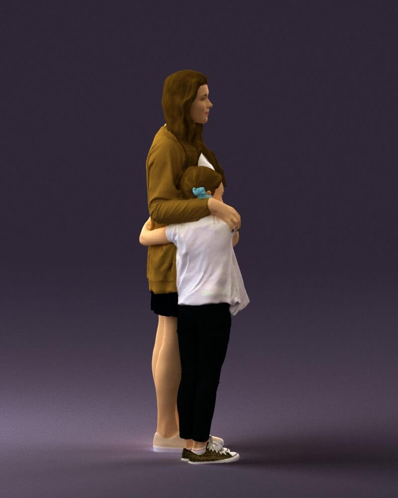 Mom With Daughter 0600 3d Model By 3dfarm
