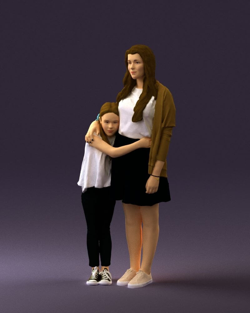 Mom with Daughter (0600) - 3D Model by 3DFarm
