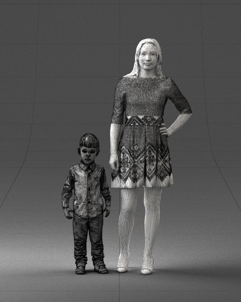 Mother And Son 0045 3d Model By 3dfarm