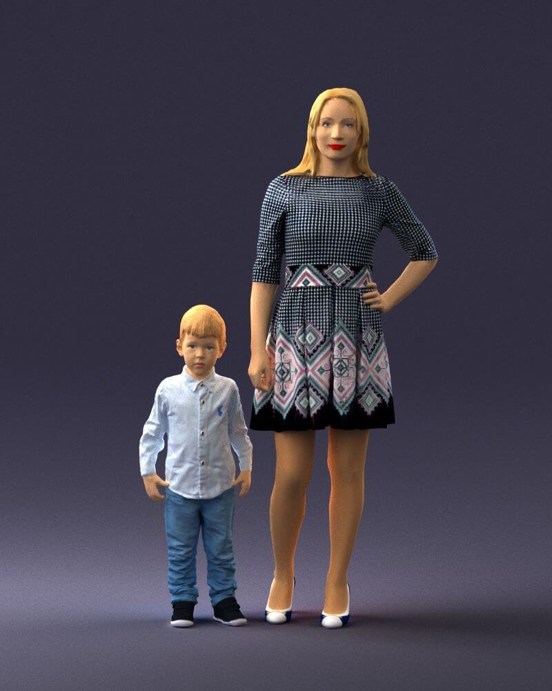 Mother and Son (0045) - 3D Model by 3DFarm