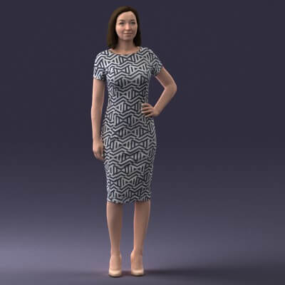 000057 Posed girl in a dress 0328 - 3D Model by 3DFarm