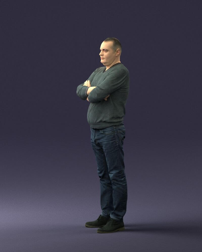 Pot Bellied Man in Sweater (0386) - 3D Model by 3DFarm