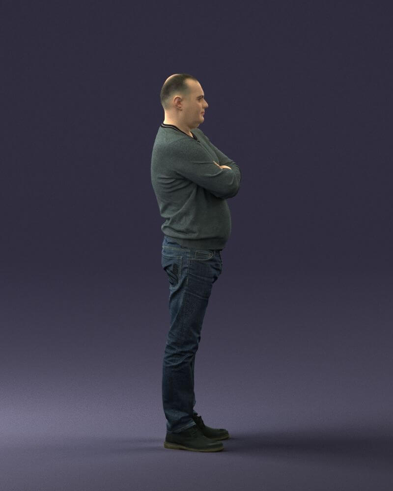 Pot Bellied Man in Sweater (0386) - 3D Model by 3DFarm