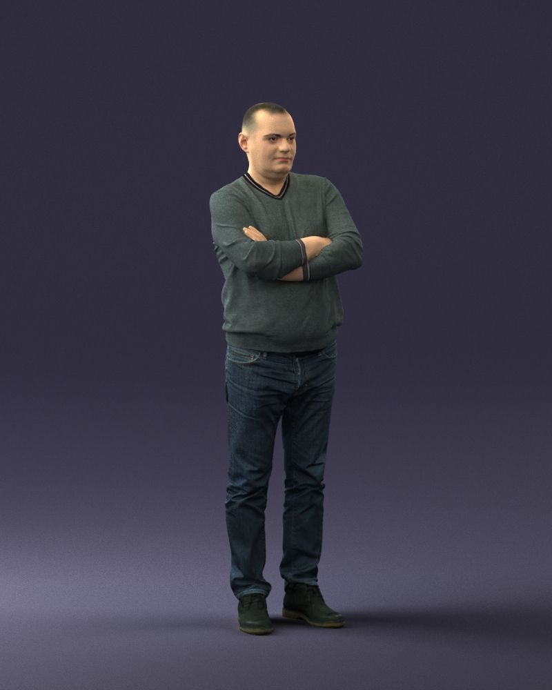 Pot Bellied Man in Sweater (0386) - 3D Model by 3DFarm