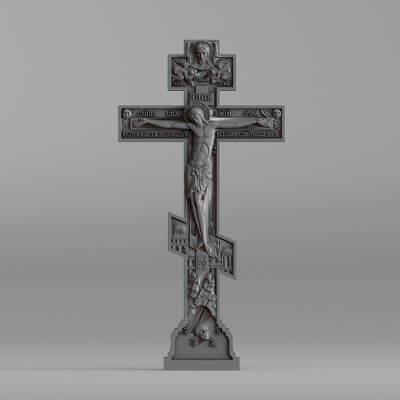 S00093 Orthodox Cross With Crucifix - 3D Model by 3DFarm