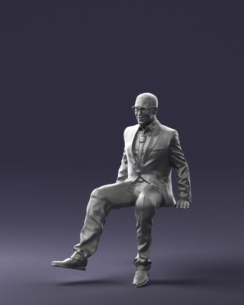 Seated Man in Suit (0487) - 3D Model by 3DFarm