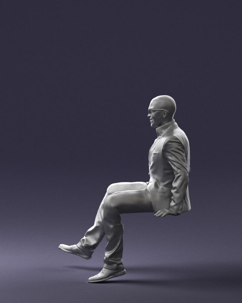 Seated Man in Suit (0487) - 3D Model by 3DFarm