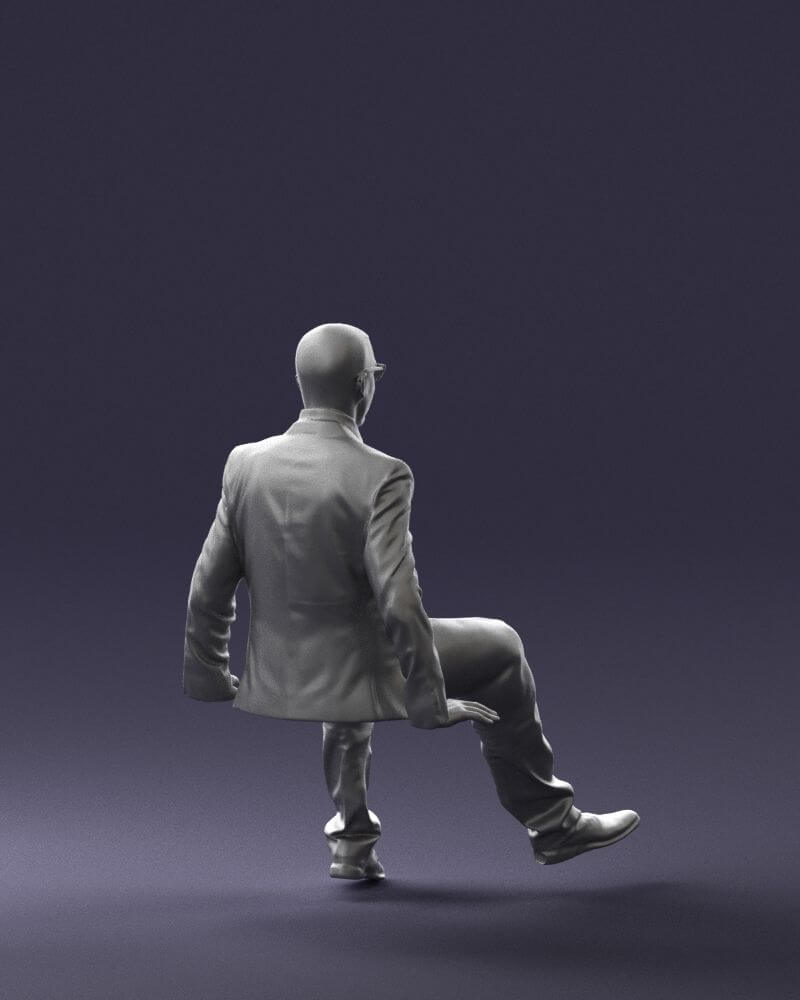 Seated Man in Suit (0487) - 3D Model by 3DFarm