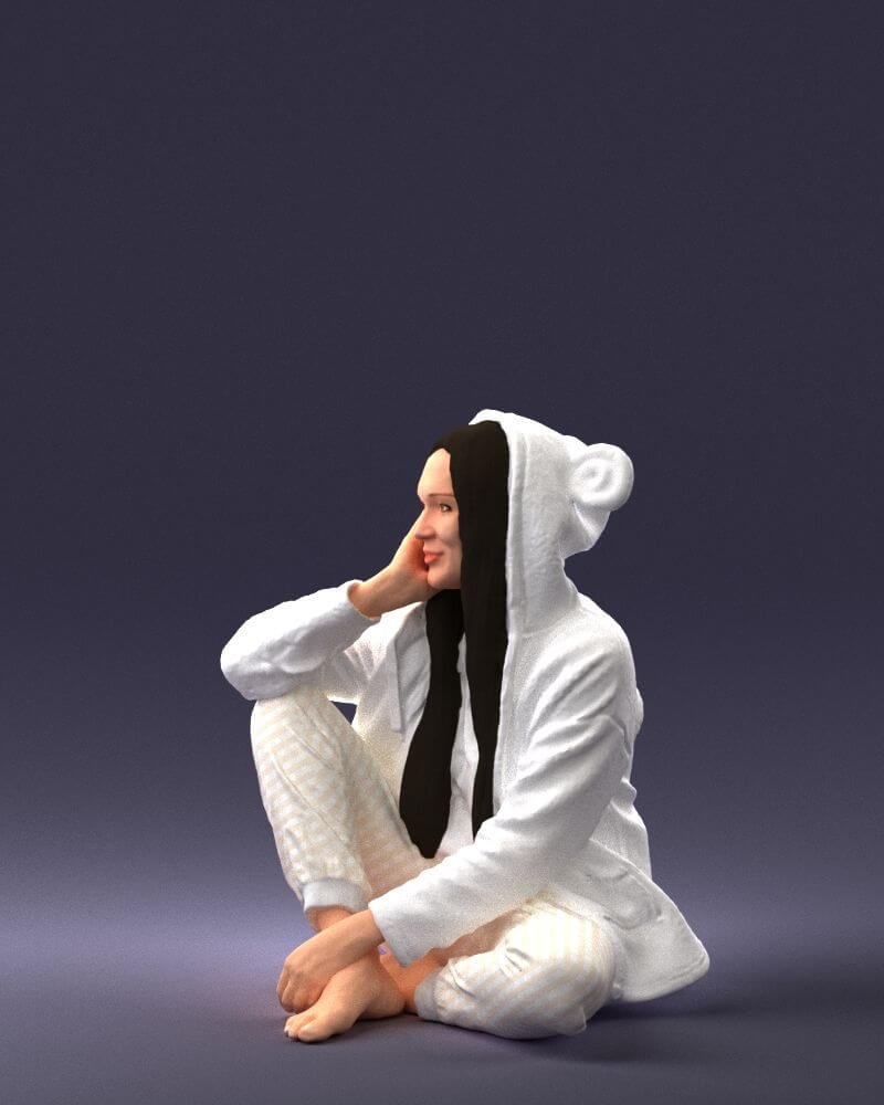 000066 Sitting Girl 0614 - 3D Model by 3DFarm