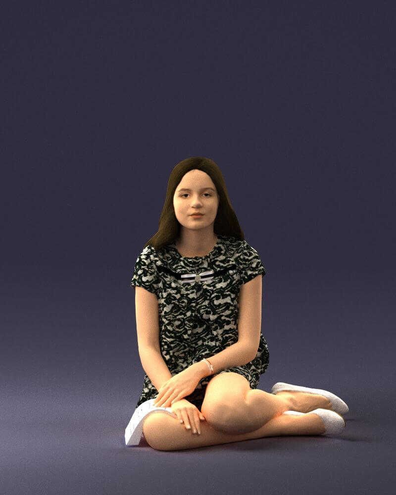 Sitting Girl (1016-3) 3D Model by 3DFarm