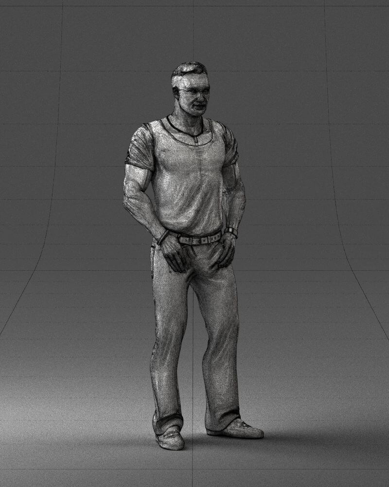 Strong Man in a Blue T-Shirt and Jeans (0090) 3D Model by 3DFarm