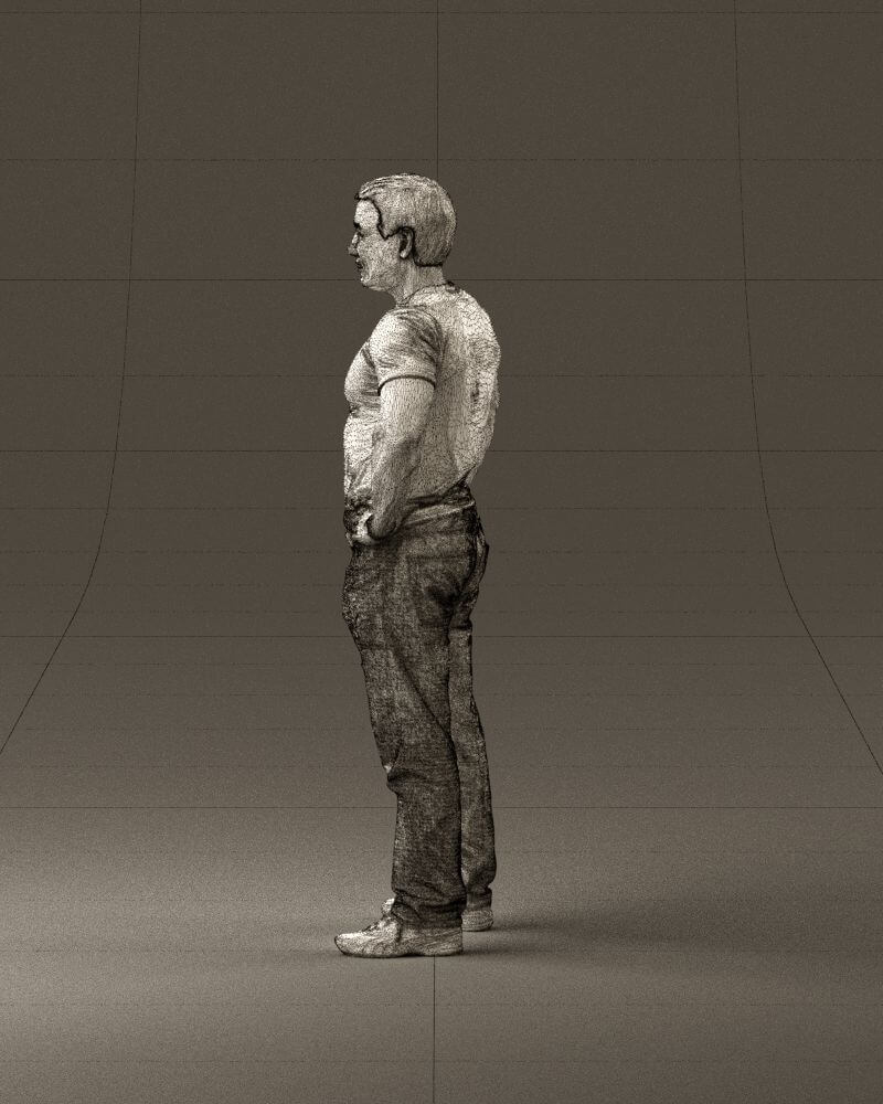 Strong Man in Black Shirt Jeans (0957) - 3D Model by 3DFarm