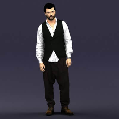 Stylish Man in a Vest (0432) - 3D Model by 3DFarm