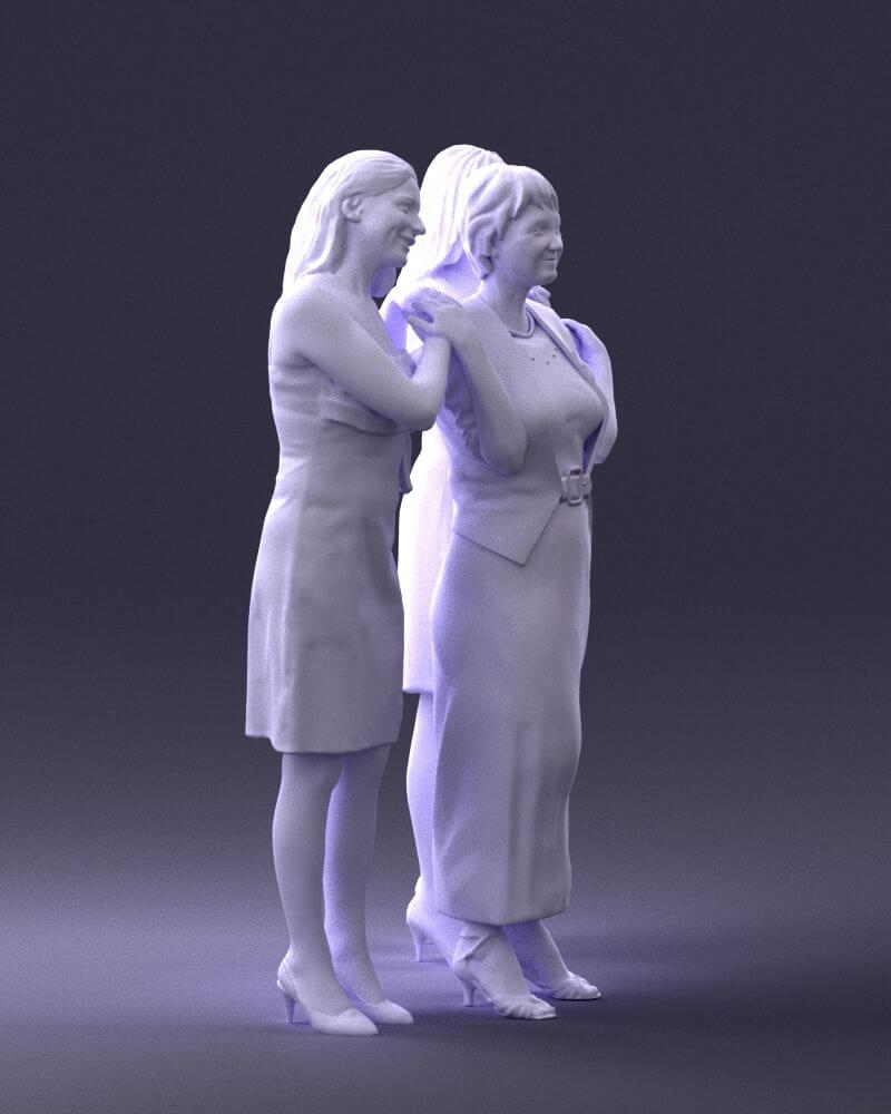 Three Women Hugging (0042) - 3D Model by 3DFarm