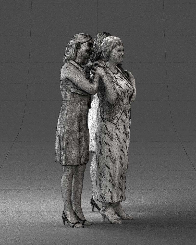 Three Women Hugging (0042) - 3D Model by 3DFarm