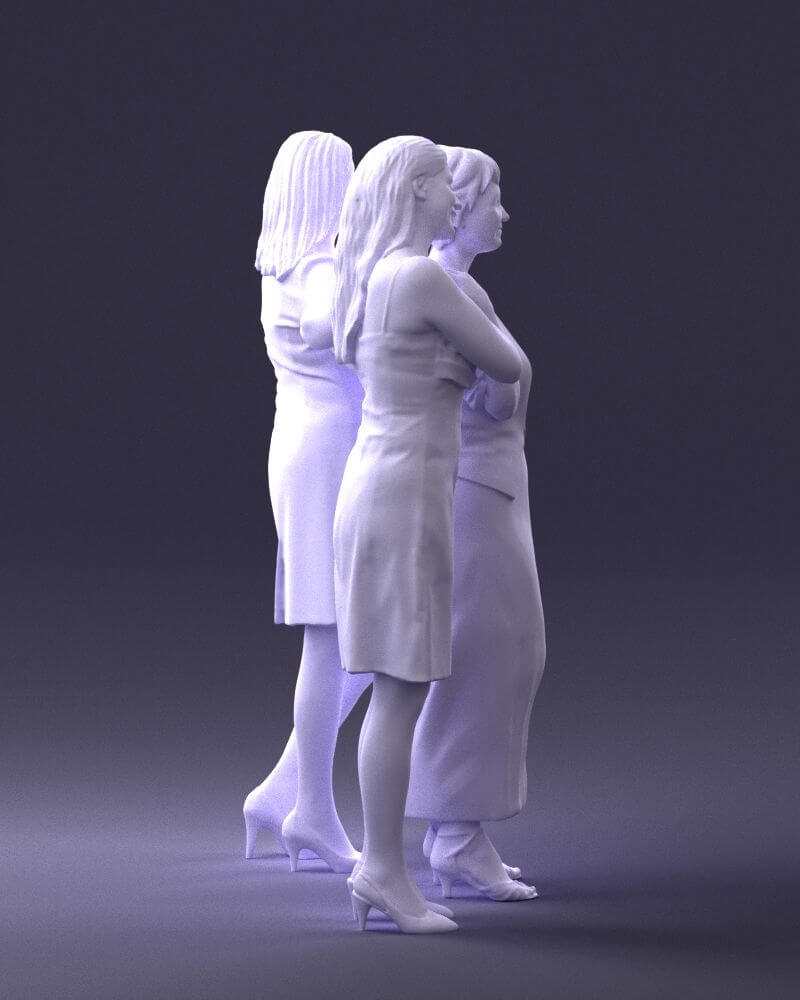 Three Women Hugging (0042) - 3D Model by 3DFarm