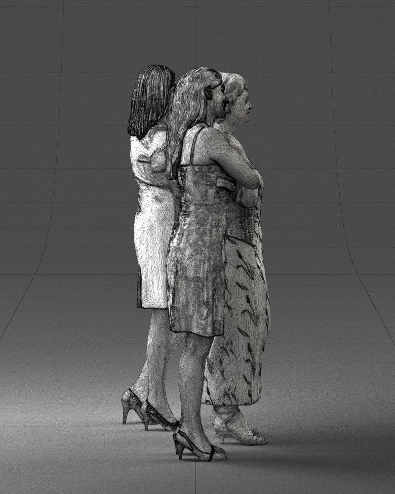 Three Women Hugging (0042) - 3D Model by 3DFarm