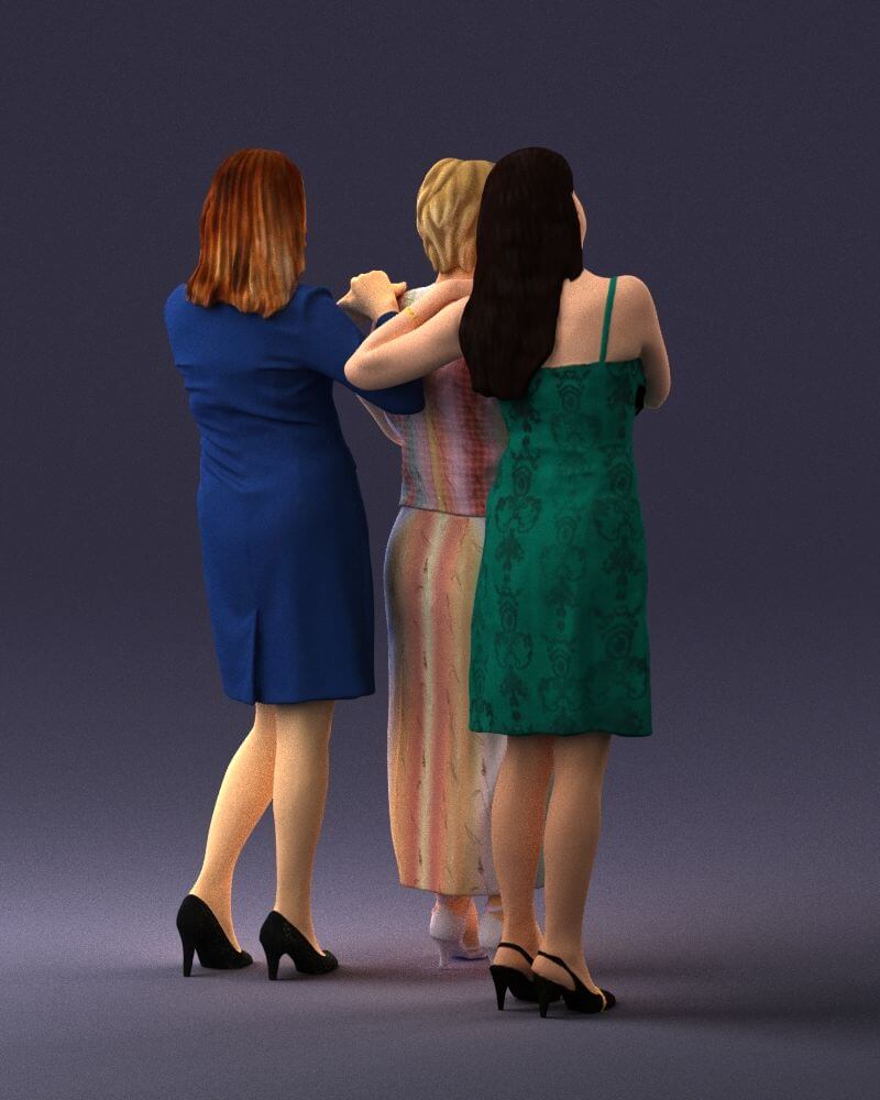Three Women Hugging (0042) - 3D Model by 3DFarm