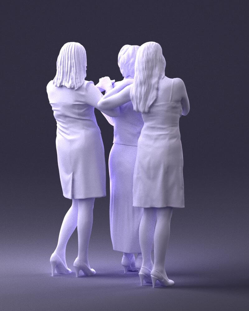 Three Women Hugging (0042) - 3D Model by 3DFarm