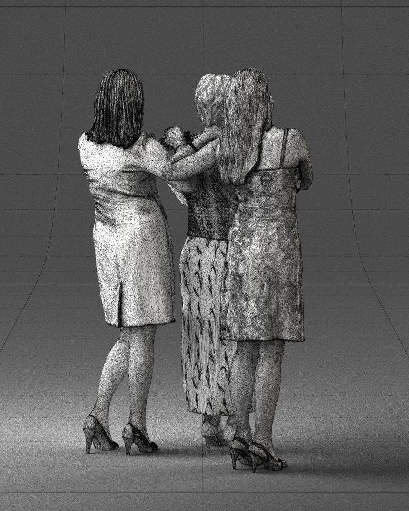 Three Women Hugging (0042) - 3D Model by 3DFarm