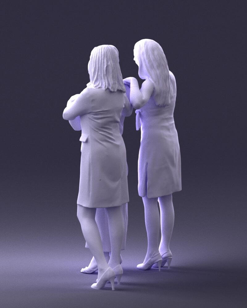 Three Women Hugging (0042) - 3D Model by 3DFarm