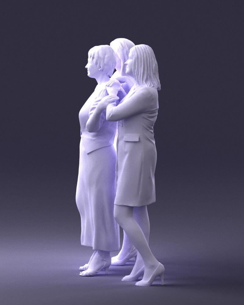 Three Women Hugging (0042) - 3D Model by 3DFarm