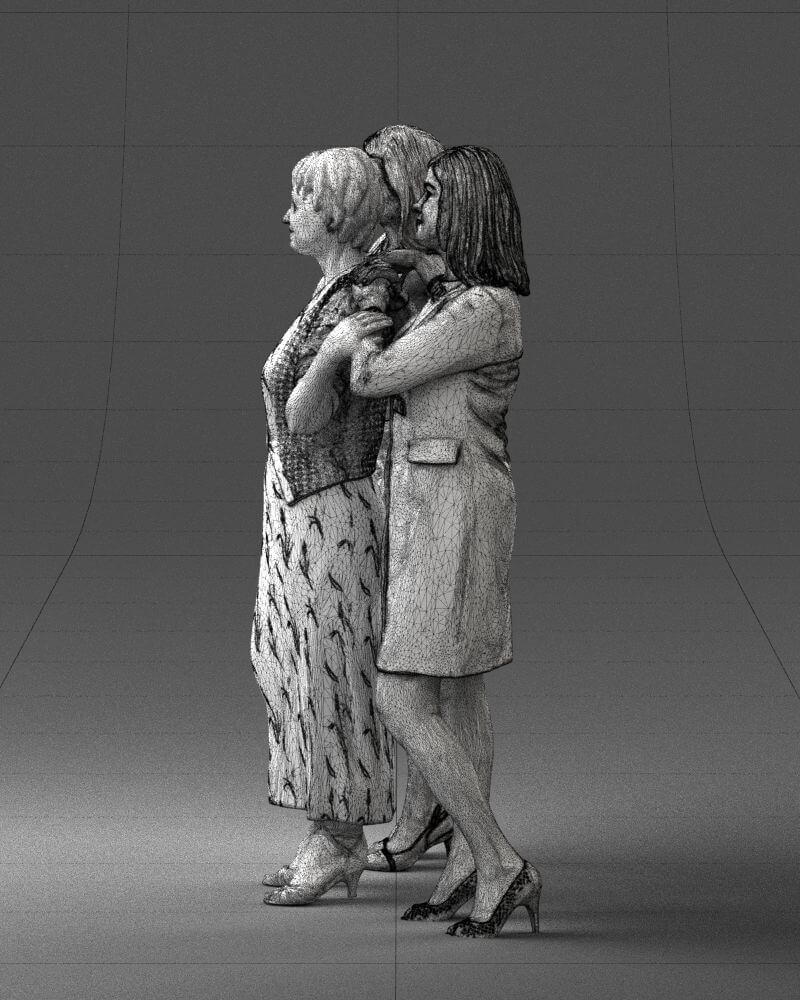 Three Women Hugging (0042) - 3D Model by 3DFarm