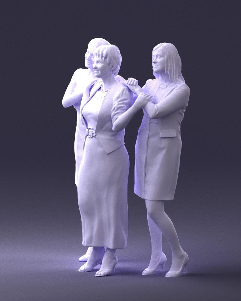 Three Women Hugging (0042) - 3D Model by 3DFarm