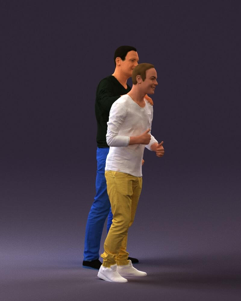 Two Man Friends Hand on Shoulder (0821) - 3D Model by 3DFarm