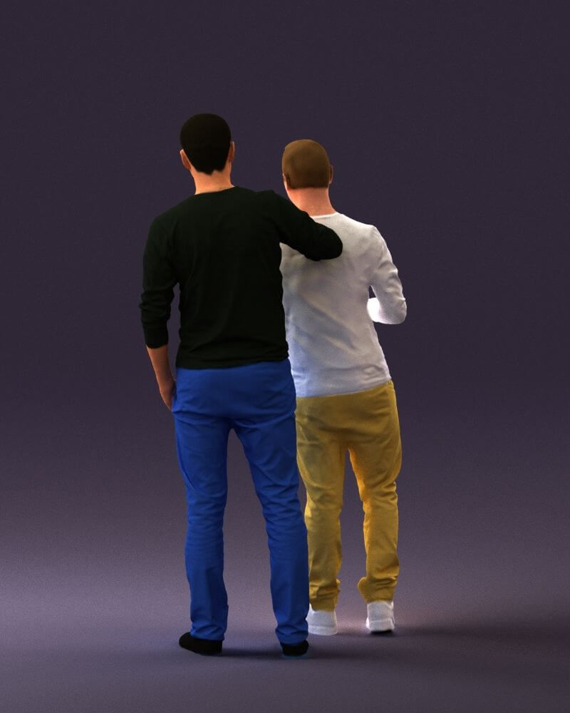 Two Man Friends Hand on Shoulder (0821) - 3D Model by 3DFarm
