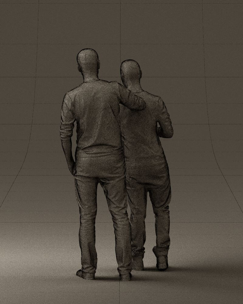 Two Man Friends Hand on Shoulder (0821) - 3D Model by 3DFarm