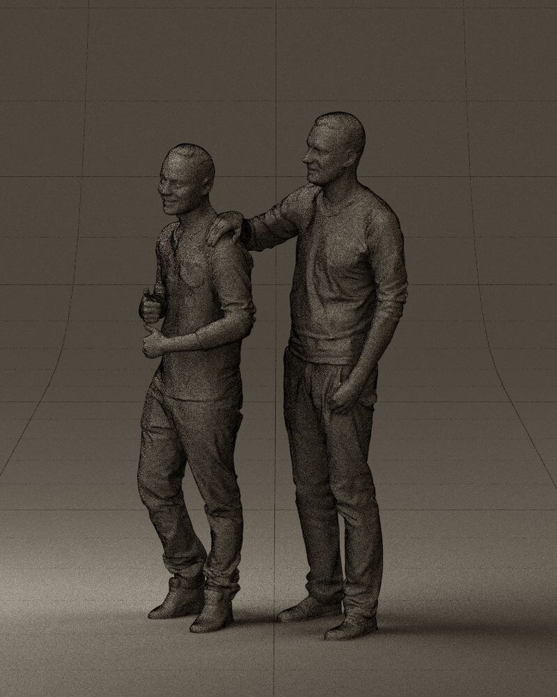 Two Man Friends Hand on Shoulder (0821) - 3D Model by 3DFarm