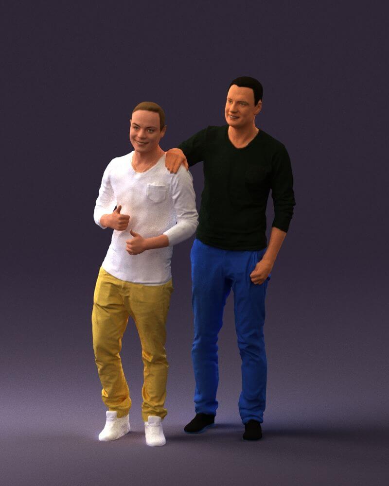 Two Man Friends Hand on Shoulder (0821) - 3D Model by 3DFarm