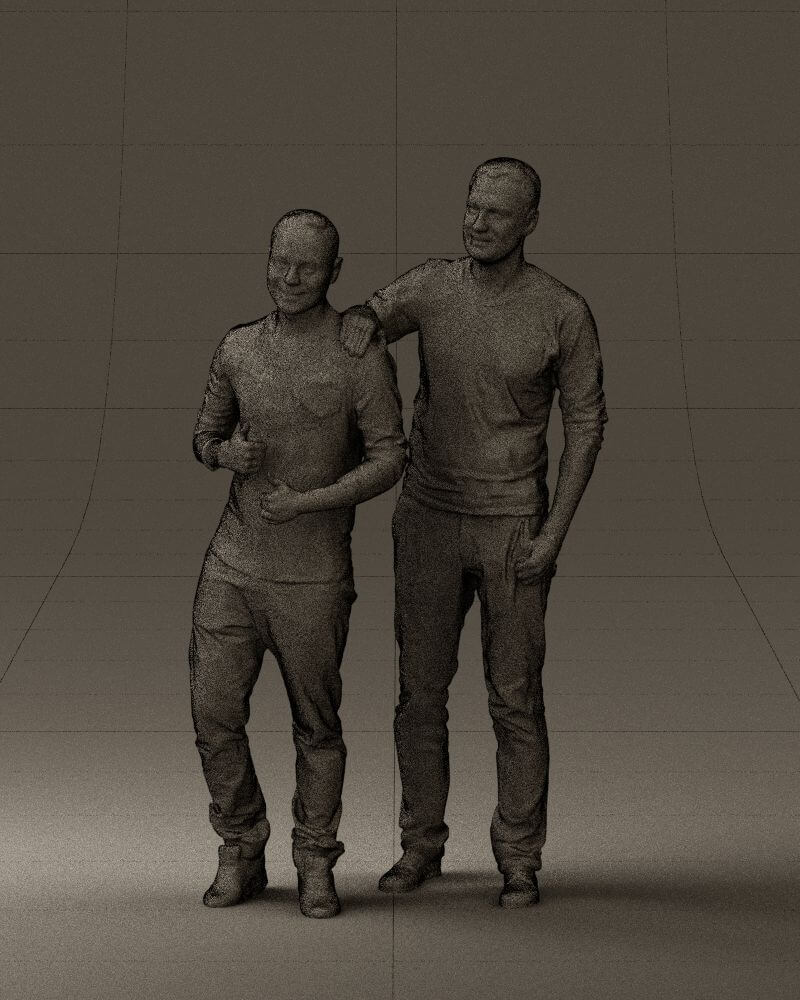 Two Man Friends Hand on Shoulder (0821) - 3D Model by 3DFarm