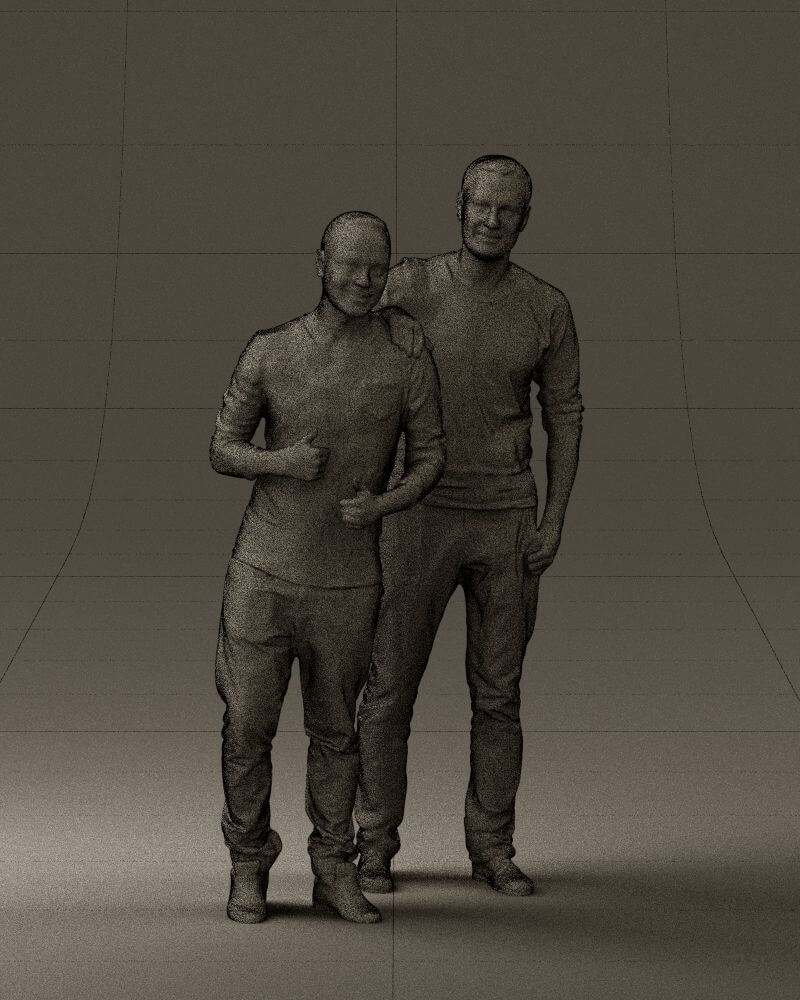 Two Man Friends Hand on Shoulder (0821) - 3D Model by 3DFarm